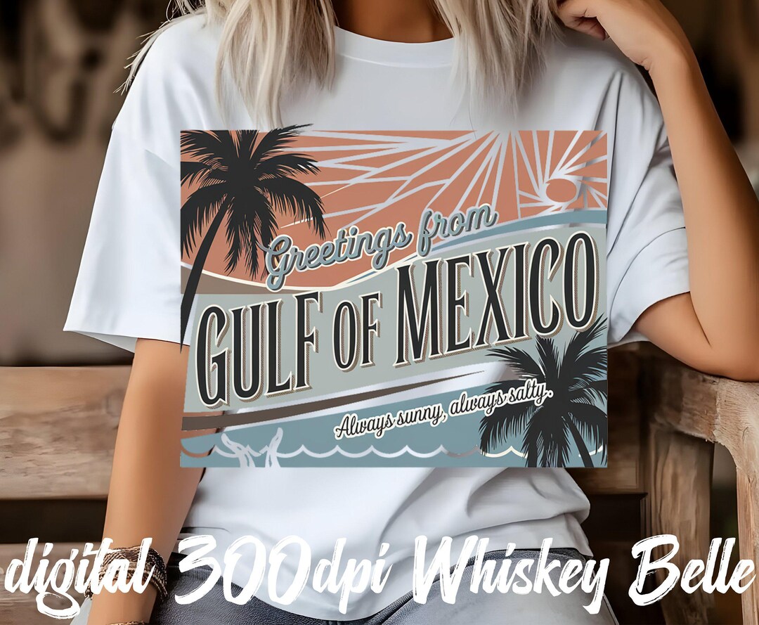 Retro Gulf of Mexico Travel Poster 300dpi Digital Download, Vintage ...
