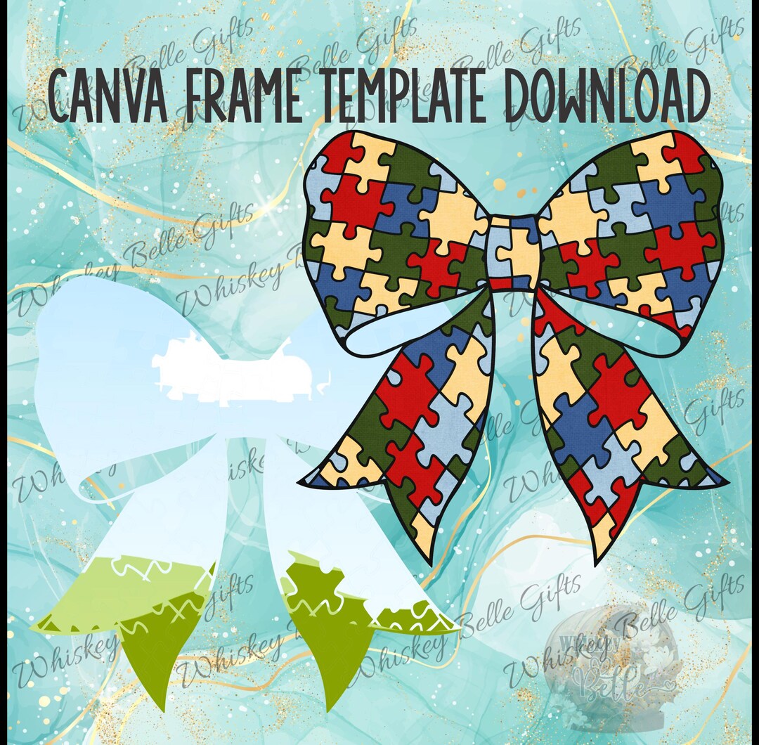 Autism Bow Teacher Canva Frames Digital Download, Instant PNG Frames ...
