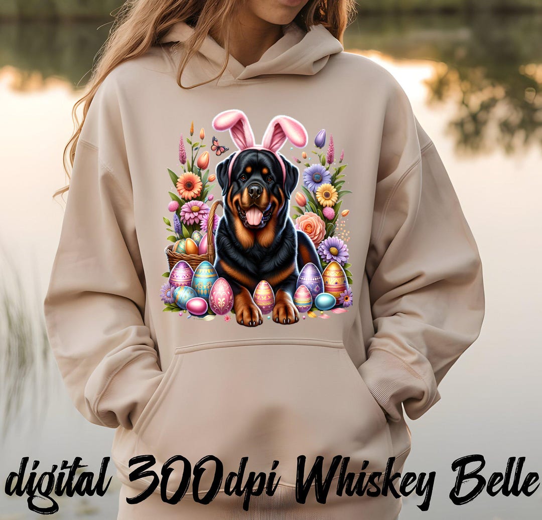 Rottweiler Easter Bunny Digital Download 300 DPI, Cute Dog and Easter ...