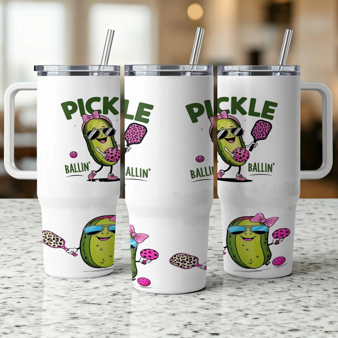 Funny Pickle 40oz Tumbler Wrap Cute Pickle Ballin Design 40oz Tumbler ...