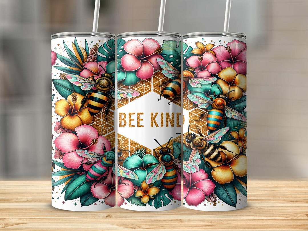 Floral Bee Kind Digital Wall Art, Inspirational Bee Poster, Instant ...