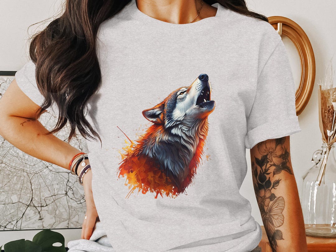 Wolf Howling Digital Download for Shirts, Animal Art Digital Design for ...