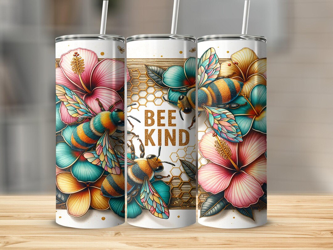 Bee Kind Printable Wall Art, Instant Download, Honeybee and Flowers Art ...