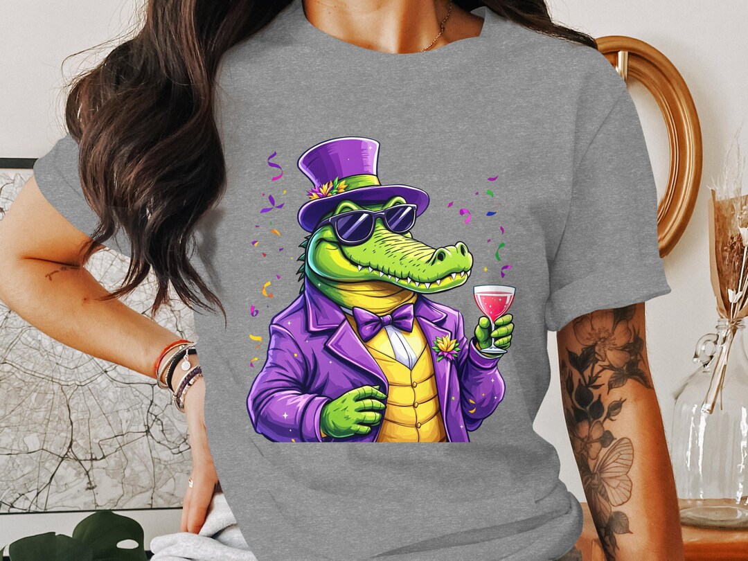 Funny Alligator Drinking Art, Party Gator Digital Download, Cool ...
