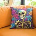 Rainbow Floral Skeleton Throw Pillow 90s Retro Nostalgia Halloween ...