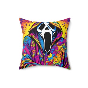 Colorful Horror Throw Pillow Halloween Housewarming Gift for Horror Fan ...