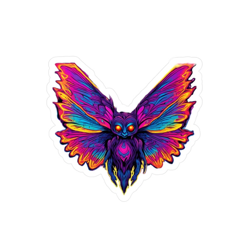 Mothman Vinyl Decal Whimsical Cryptid Waterproof Sticker Rainbow ...