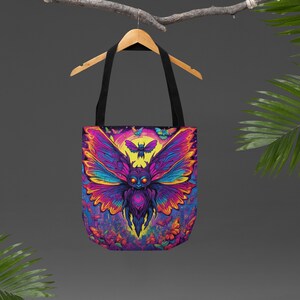 Rainbow Mothman Tote Bag 90s Retro Colorful Canvas Tote Bag Conspiracy ...