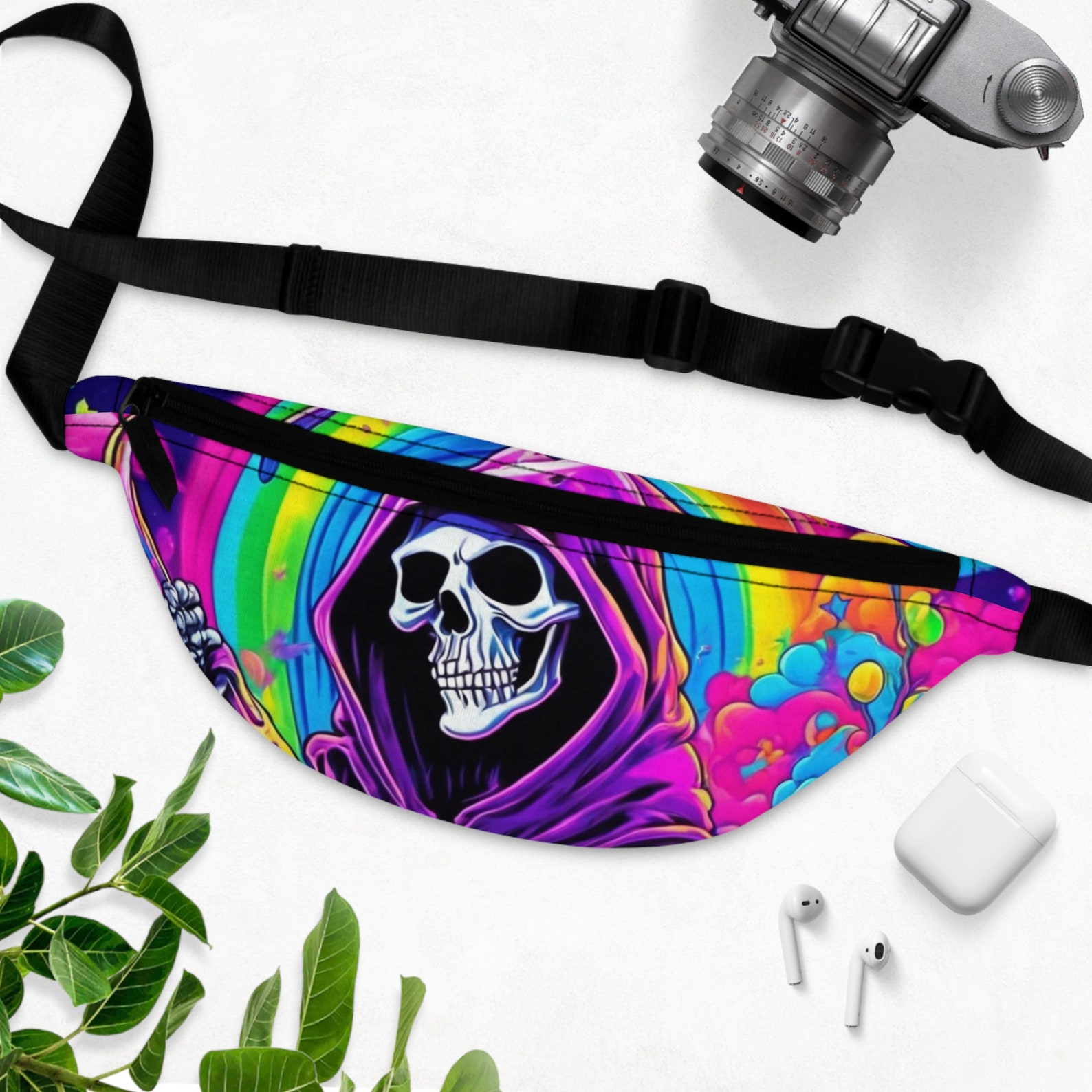 Rainbow Grim Reaper 90s Retro Fanny Pack Gift for Horror Fan Colorful ...