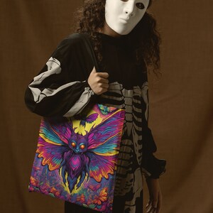 Rainbow Mothman Tote Bag 90s Retro Colorful Canvas Tote Bag Conspiracy ...