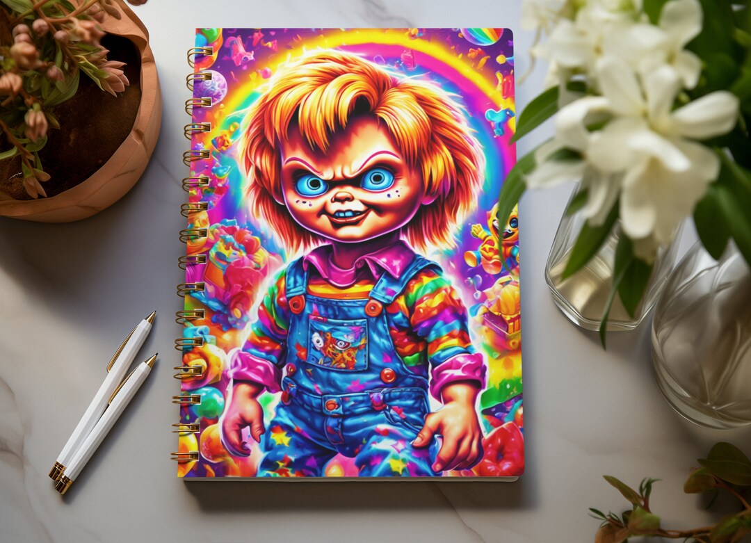 Rainbow Evil Doll Spiral Notebook | Gift for Halloween | Lined Notebook ...