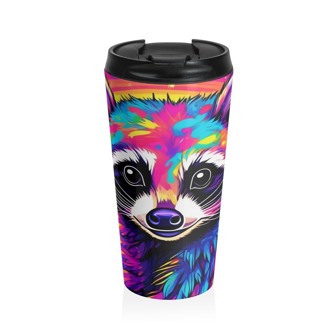 Rainbow Racoon Trash Panda 90s Nostalgia Stainless Steel Travel Mug - Etsy