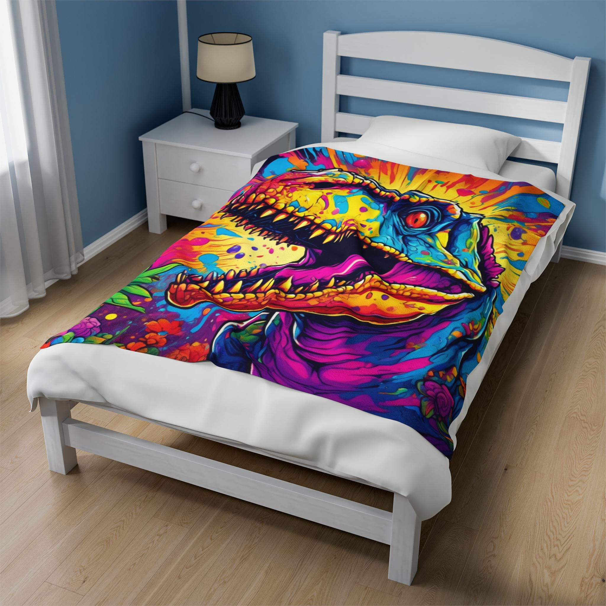 Colorful Dinosaur Velveteen Plush Blanket - Perfect for Kids' Rooms ...