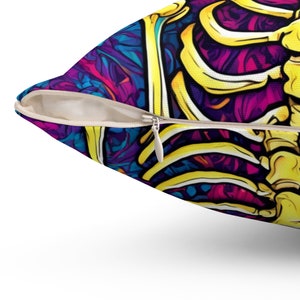 Rainbow Floral Skeleton Throw Pillow 90s Retro Nostalgia Halloween ...