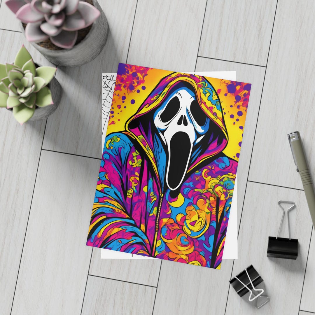 Colorful Slasher Postcard Bundle of 10 envelopes Included Cute Rainbow ...