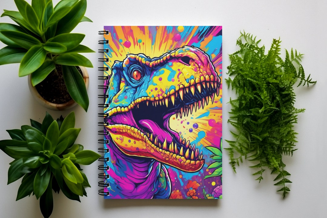 Rainbow T-rex Spiral Notebook Tyrannosaurus Rex Dinosaur Gift Lined ...