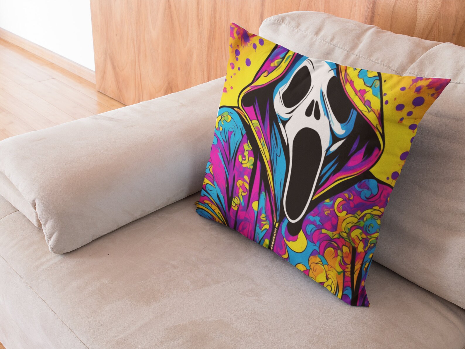 Colorful Horror Throw Pillow Halloween Housewarming Gift for Horror Fan ...