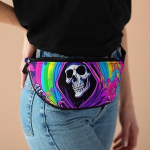 Rainbow Grim Reaper 90s Retro Fanny Pack Gift for Horror Fan Colorful ...