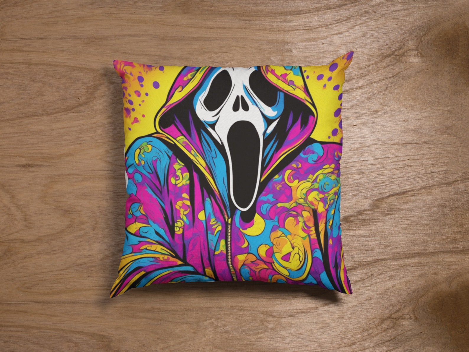 Colorful Horror Throw Pillow Halloween Housewarming Gift for Horror Fan ...