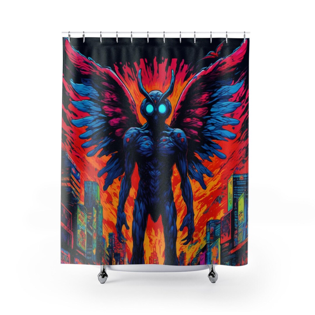 Mothman Shower Curtain, Cryptid Art for Bathroom Decor, Gothic Style ...