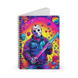 Rainbow Slasher Spiral Notebook Colorful Halloween Gift Lined Notebook ...
