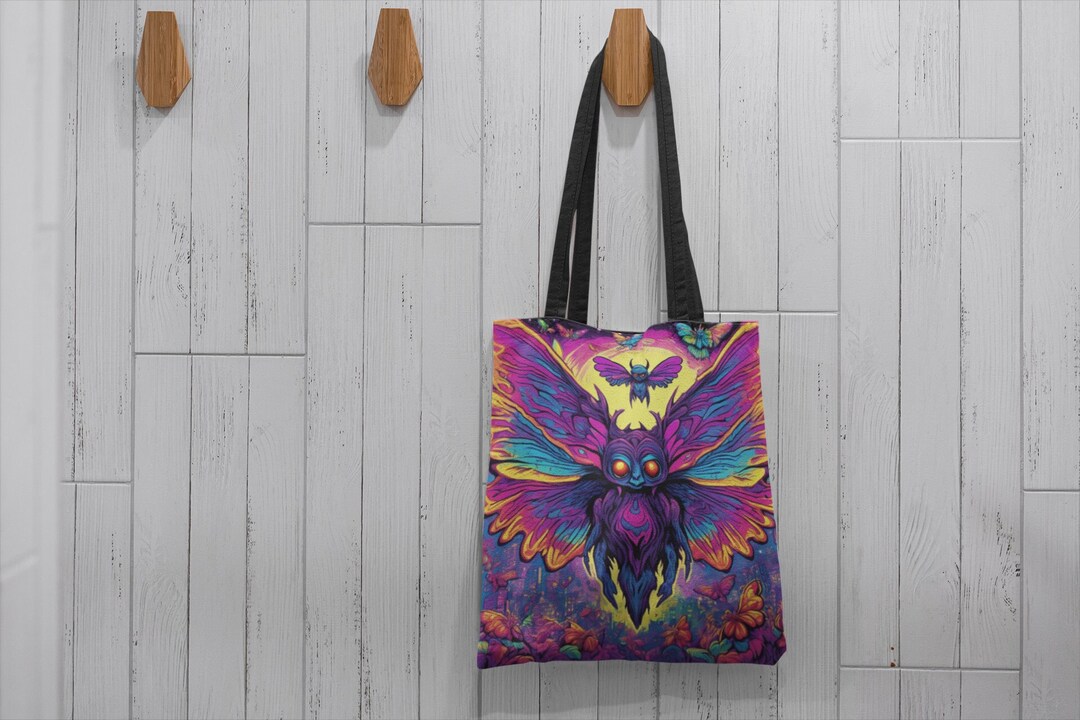 Rainbow Mothman Tote Bag 90s Retro Colorful Canvas Tote Bag Conspiracy ...