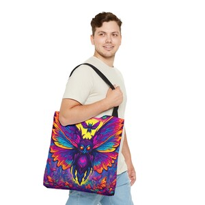 Rainbow Mothman Tote Bag 90s Retro Colorful Canvas Tote Bag Conspiracy ...
