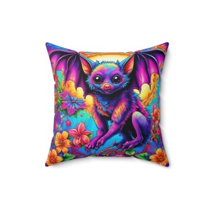 Rainbow Bat Throw Pillow 90s Retro Nostalgia Goth Housewarming Gift for ...