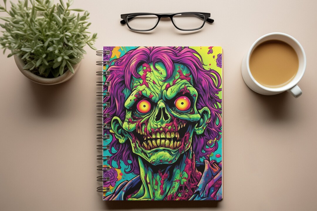 Colorful Zombie Spiral Notebook | Gift for Halloween | Lined Notebook ...