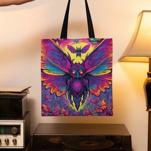 Rainbow Mothman Tote Bag 90s Retro Colorful Canvas Tote Bag Conspiracy ...