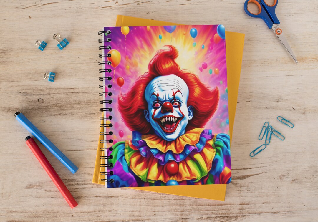 Rainbow Evil Clown Spiral Notebook | Gift for Halloween | Lined ...