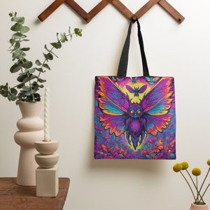 Rainbow Mothman Tote Bag 90s Retro Colorful Canvas Tote Bag Conspiracy ...