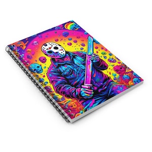 Rainbow Slasher Spiral Notebook Colorful Halloween Gift Lined Notebook ...