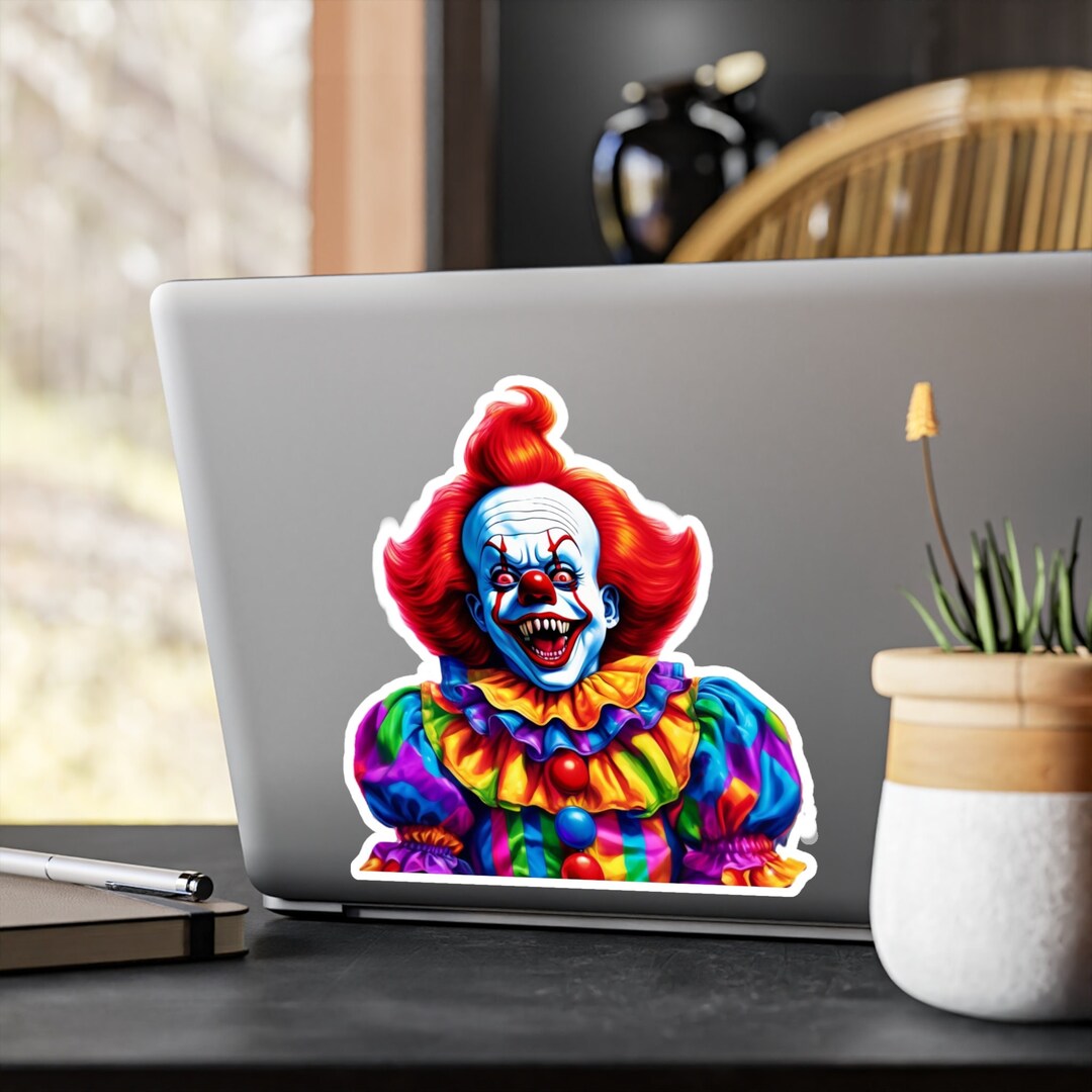 Colorful Evil Clown Vinyl Decal Retro Horror Waterproof Sticker Rainbow ...