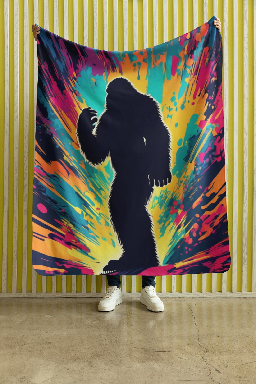 Sasquatch Splatter Velveteen Plush Blanket, Cozy Throw for Home ...