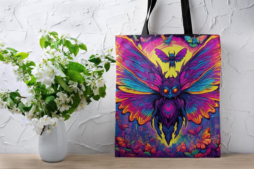 Rainbow Mothman Tote Bag 90s Retro Nostalgia Cryptid Beach Bag Mothman ...