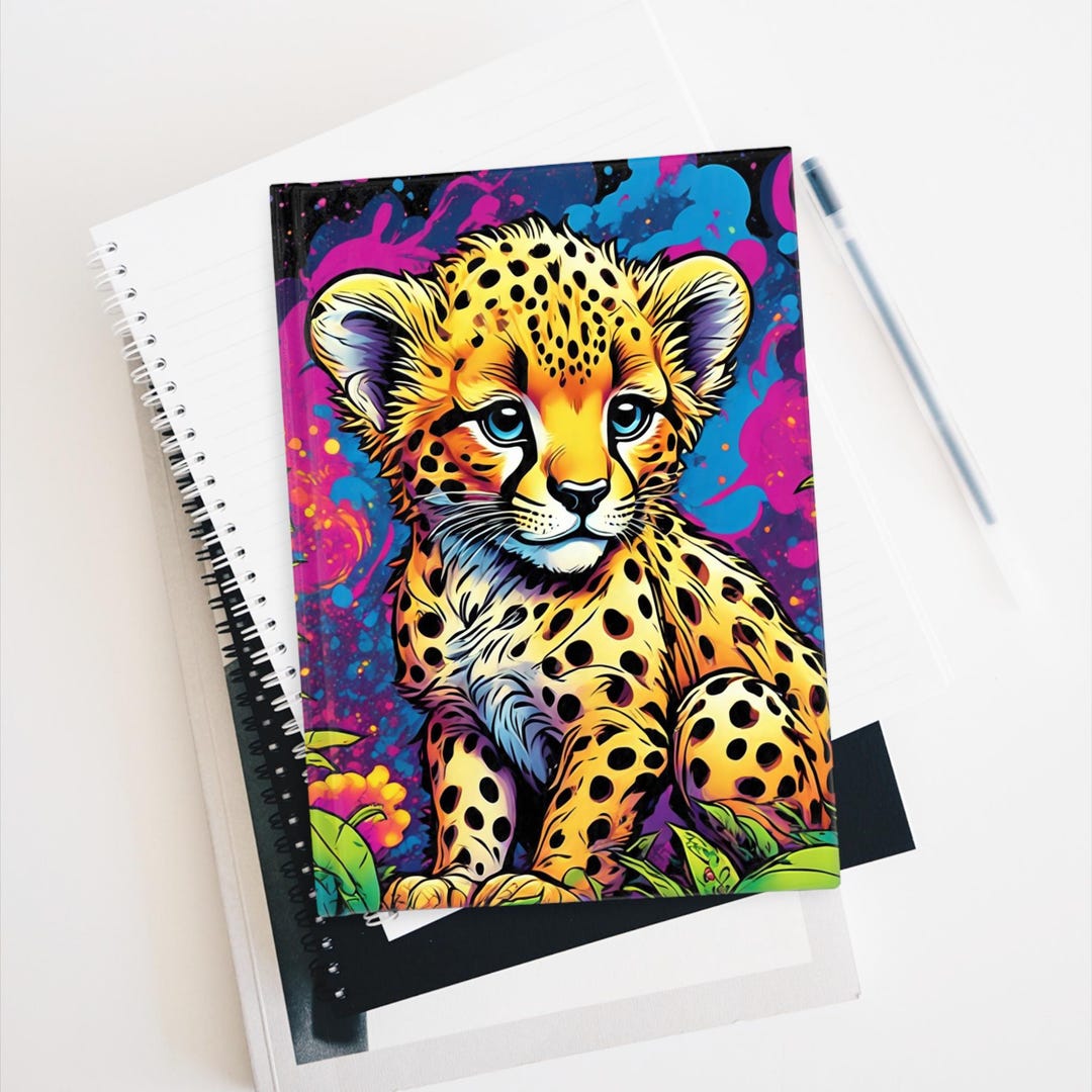 Rainbow Cheetah Journal, Cute Animal Notebook, Vibrant Sketchbook ...