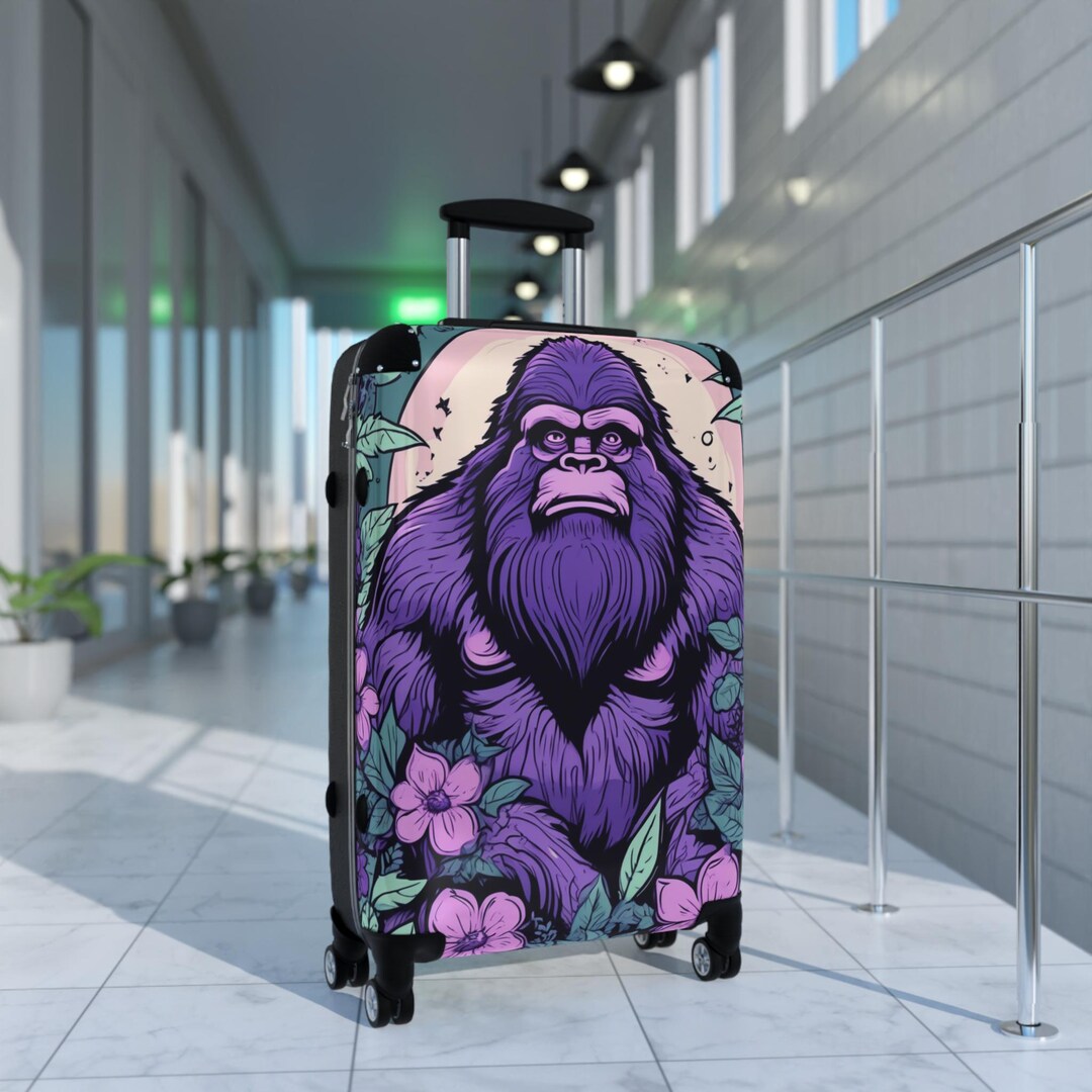 Bigfoot Floral Suitcase With Purple Sasquatch Design, Floral Travel ...
