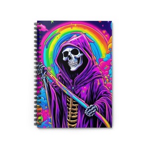 Rainbow Grim Reaper Spiral Notebook | Gift for Halloween | Lined ...