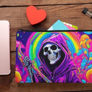Rainbow Grim Reaper Zippered Accessory Pouch T-bottom, Travel Makeup ...