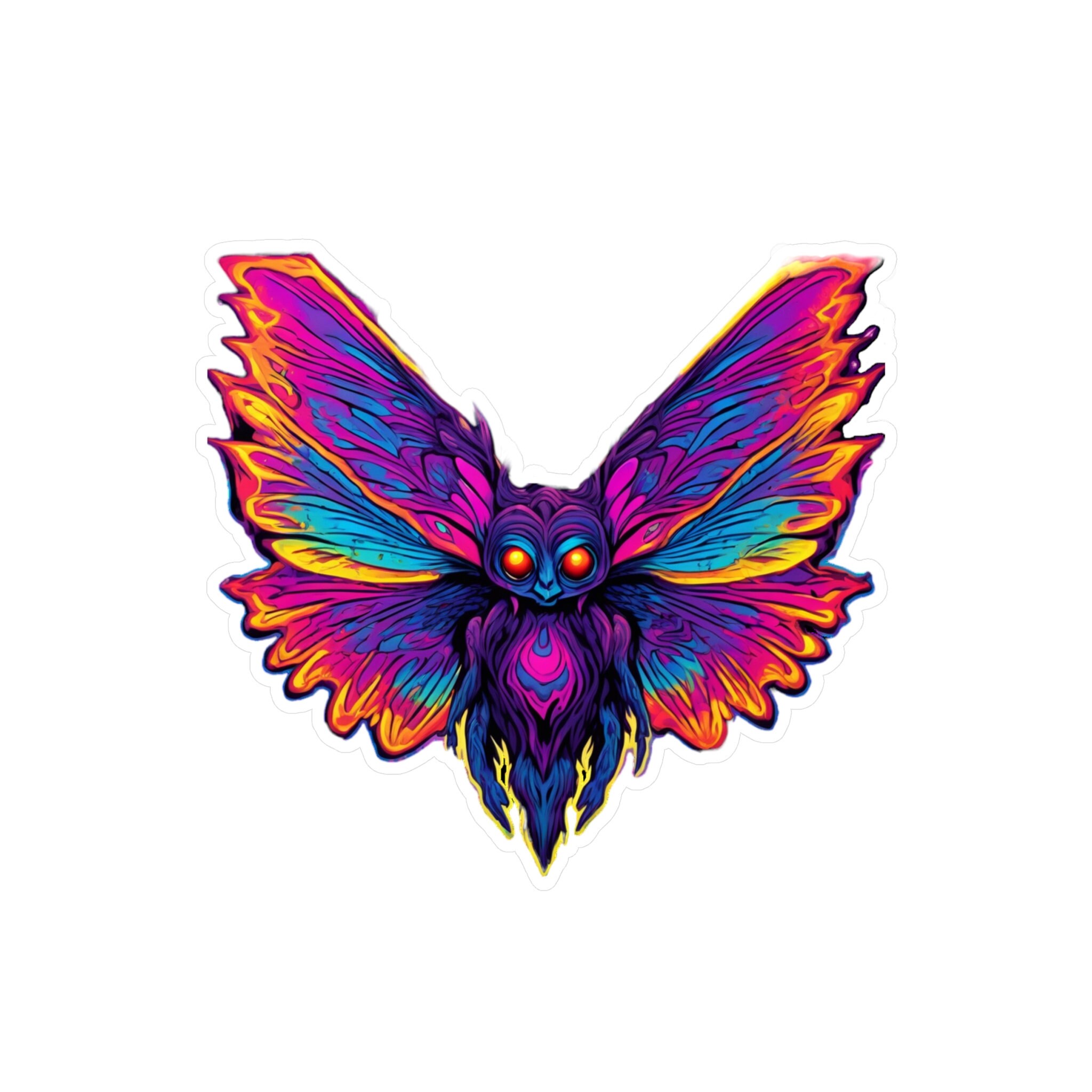 Mothman Vinyl Decal Whimsical Cryptid Waterproof Sticker Rainbow ...