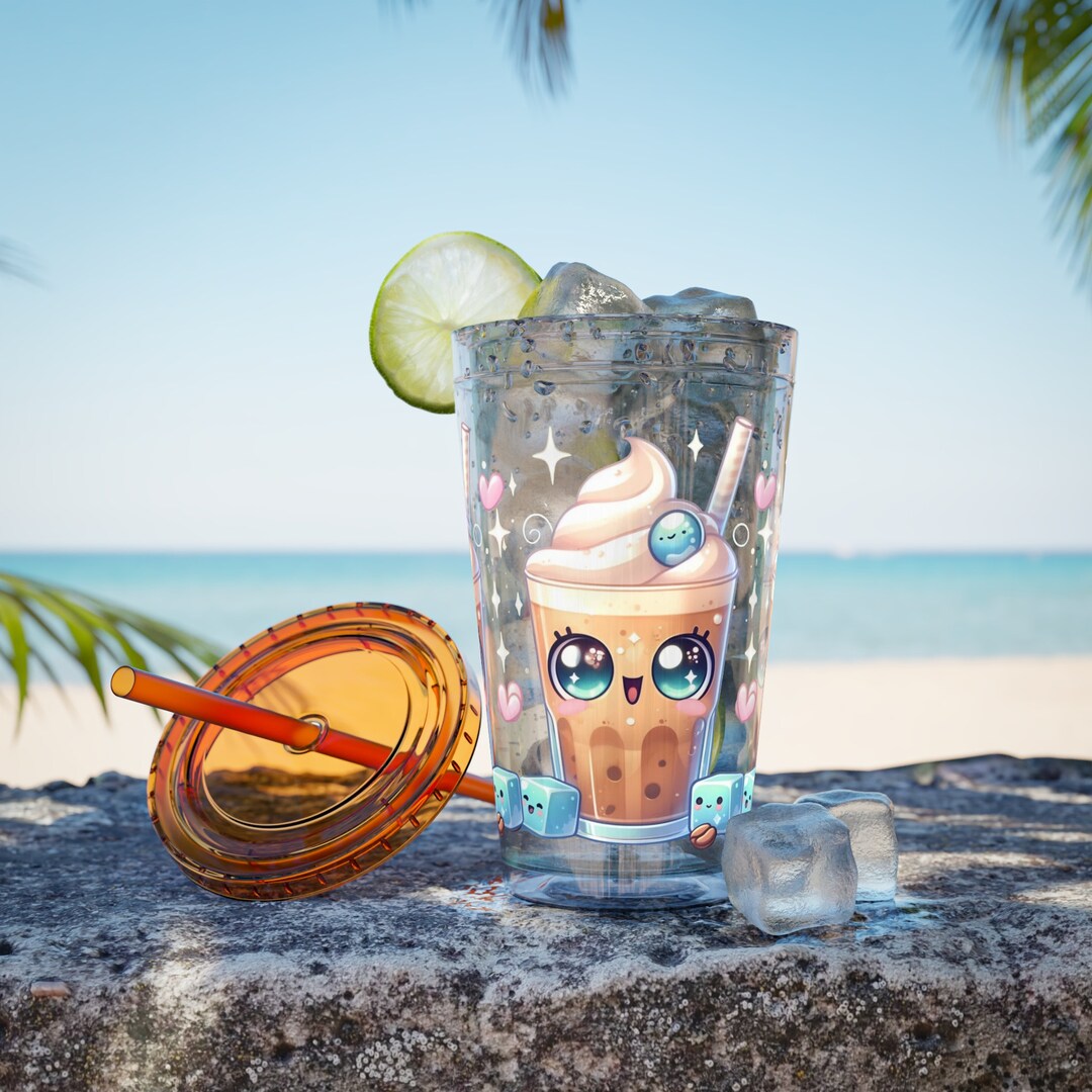 Kawaii Acrylic Tumbler Cute Iced Coffee Anime Cartoon Insulated ...
