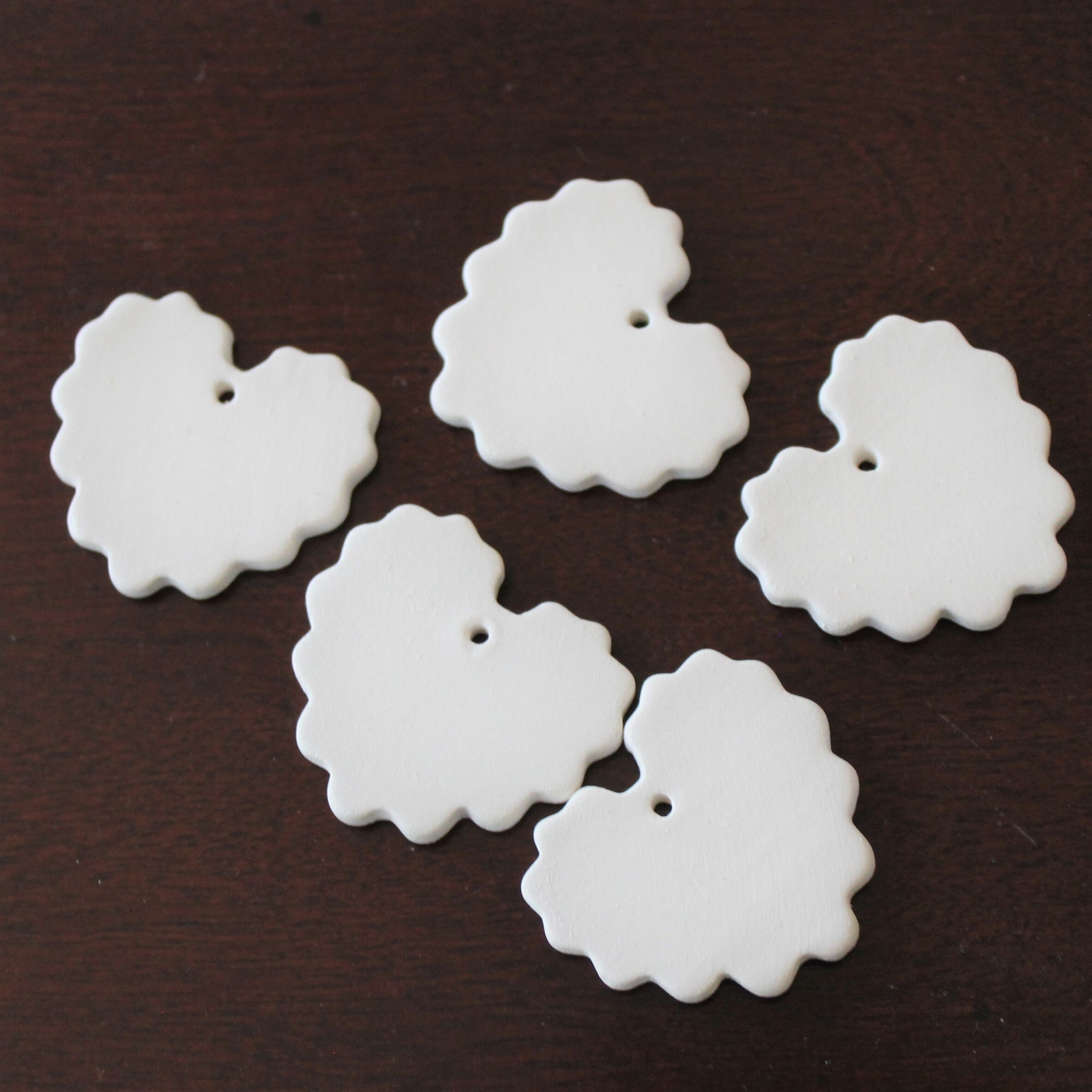 1 3/8 Scalloped Blank Ceramic Bisque Heart Pendants 5 | Etsy