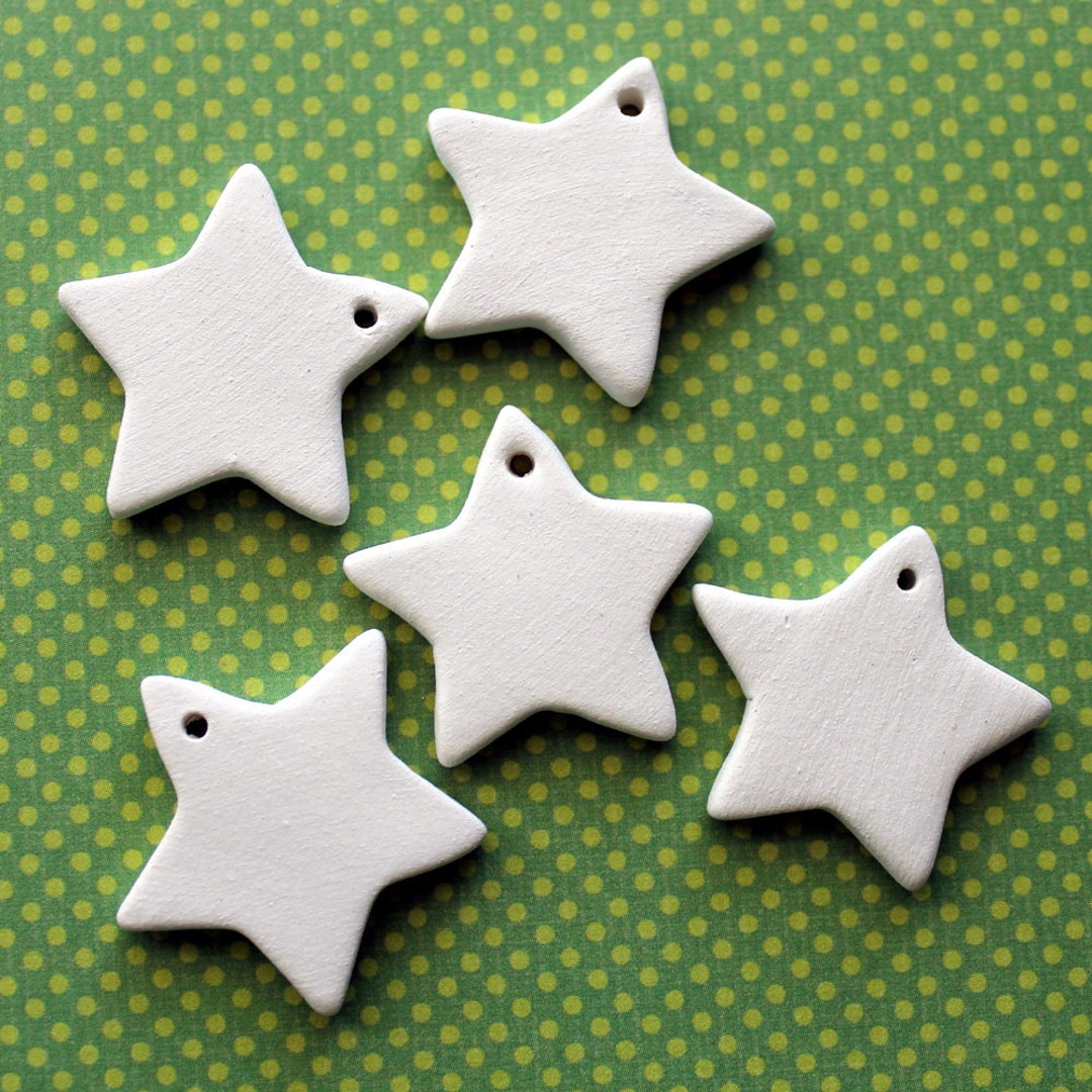 1 1/8" Blank Ceramic Bisque Star Pendant to Paint or Decorate, Unglazed ...