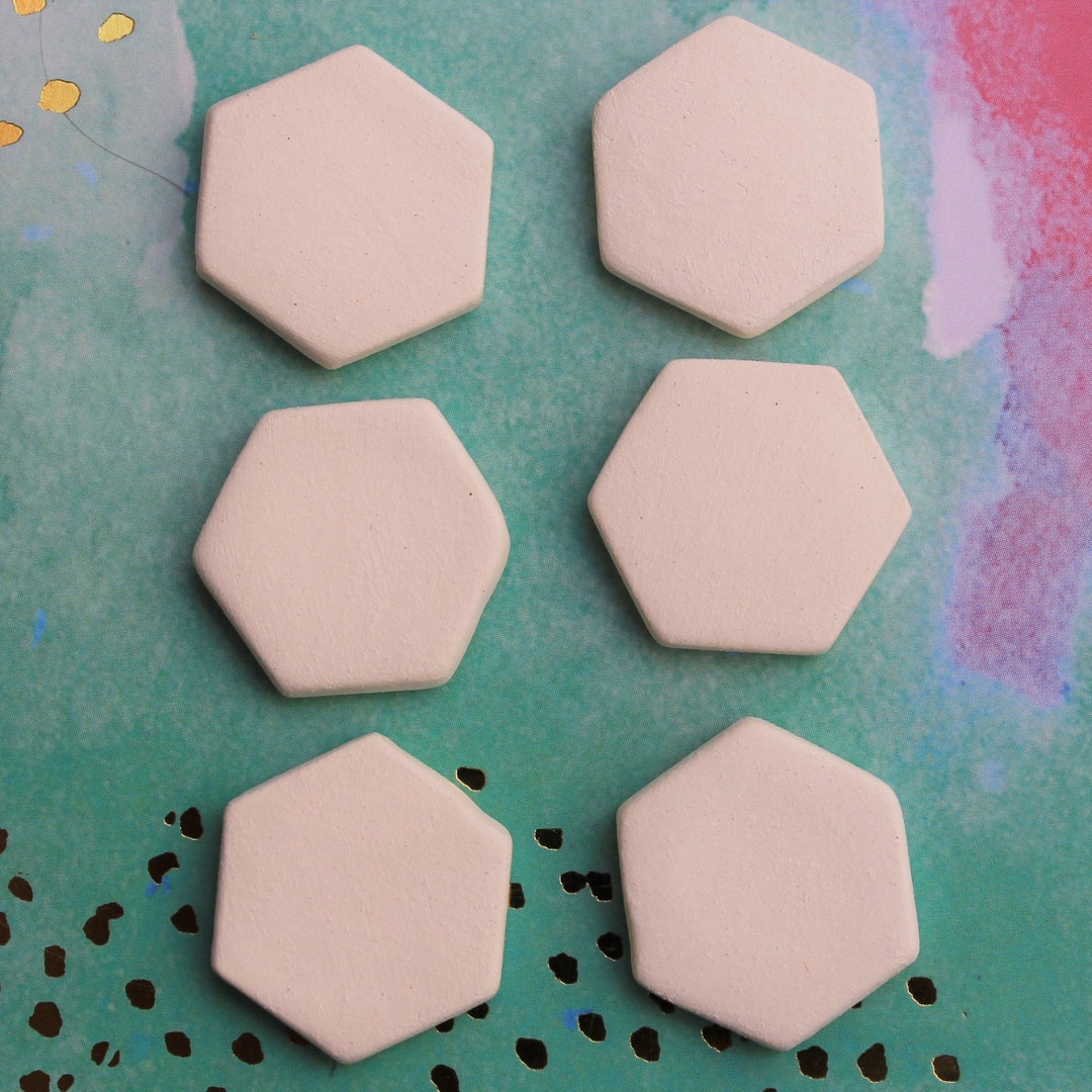 7/8" Ceramic Bisque Small Hexagon Tiles or Charm for Jewelry, Mosaic ...