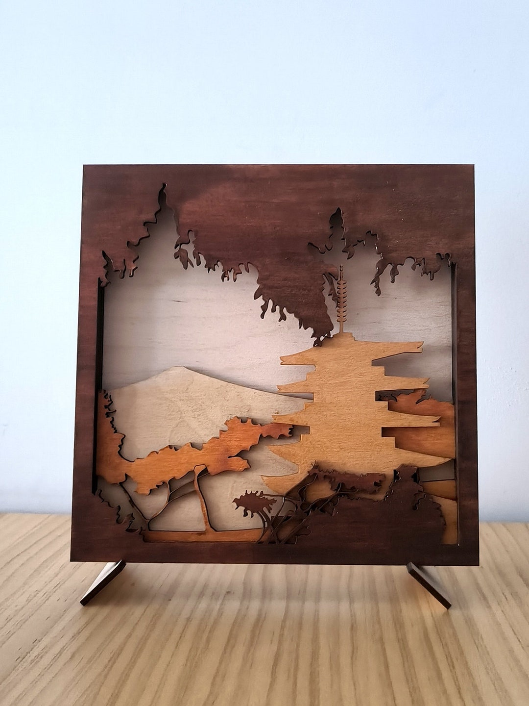 Mount Fuji Wooden Painting. 3D Wooden Painting. Abstract Wooden ...