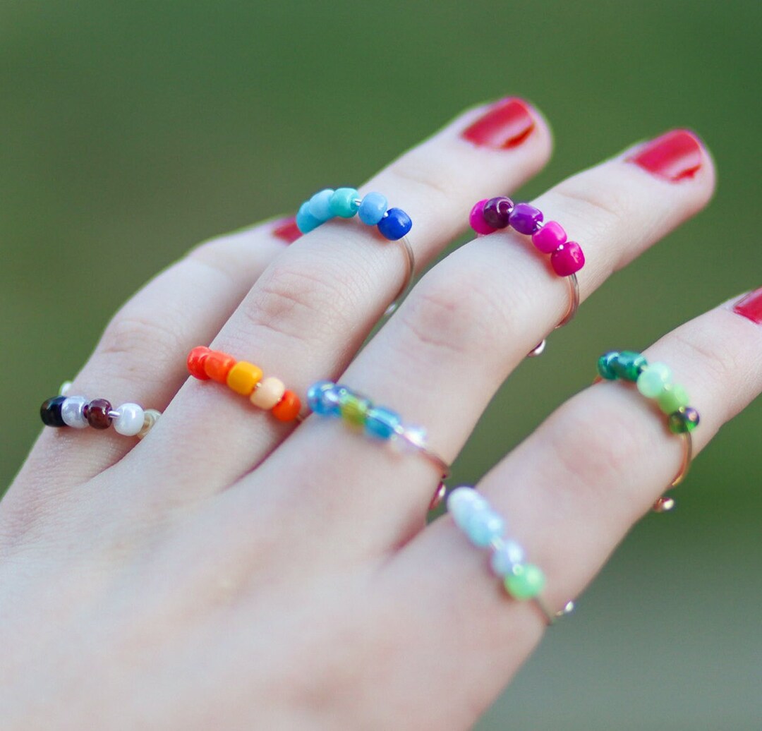 Fidget Ring Bead SET OF 3 Worry Rings for Anxiety Ring With Beads ...