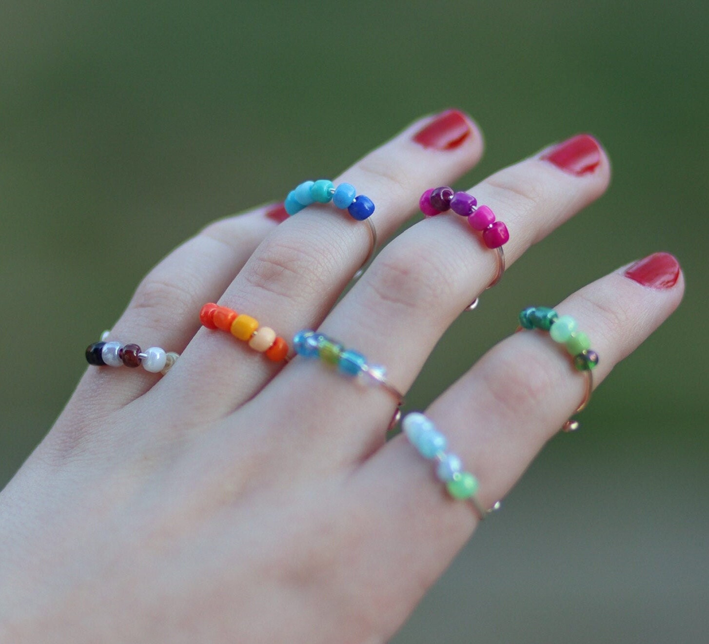 Fidget Ring Bead SET OF 3 Worry Rings for Anxiety Ring With Beads ...