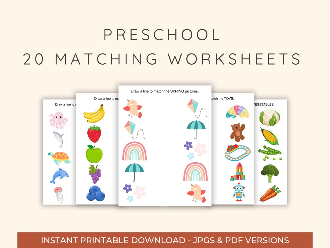 Matching Activity Worksheets for Toddlers and Preschoolers, Morning ...