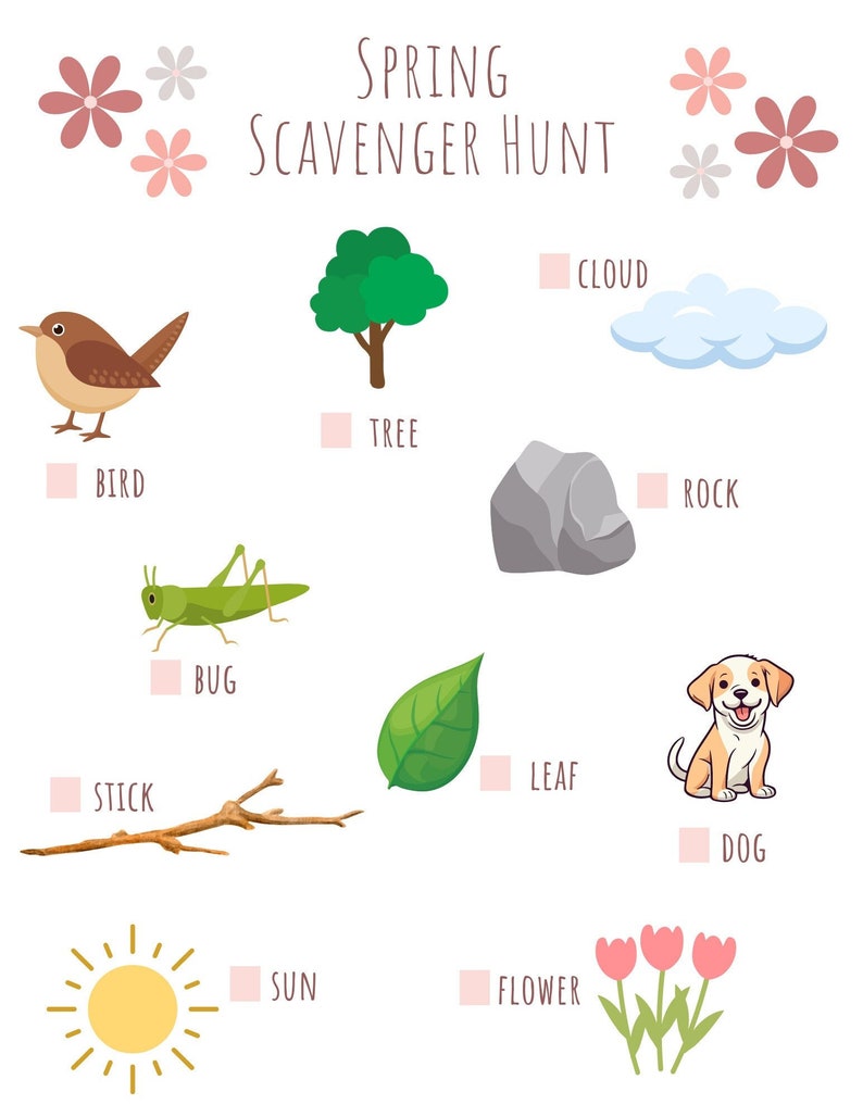 Spring Scavenger Hunt Worksheet, Nature Hunt, Pre-k Spring Activity ...